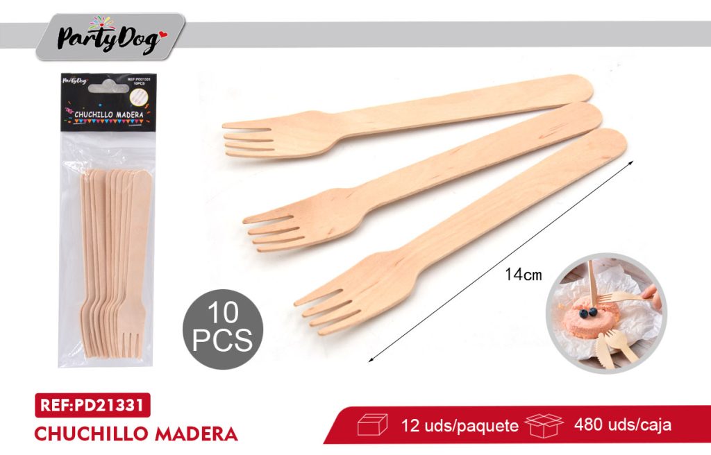 TENEDOR MADERA 14CM 10PCS – Mayorista Cotillón Party Fiesta Papeleria ...