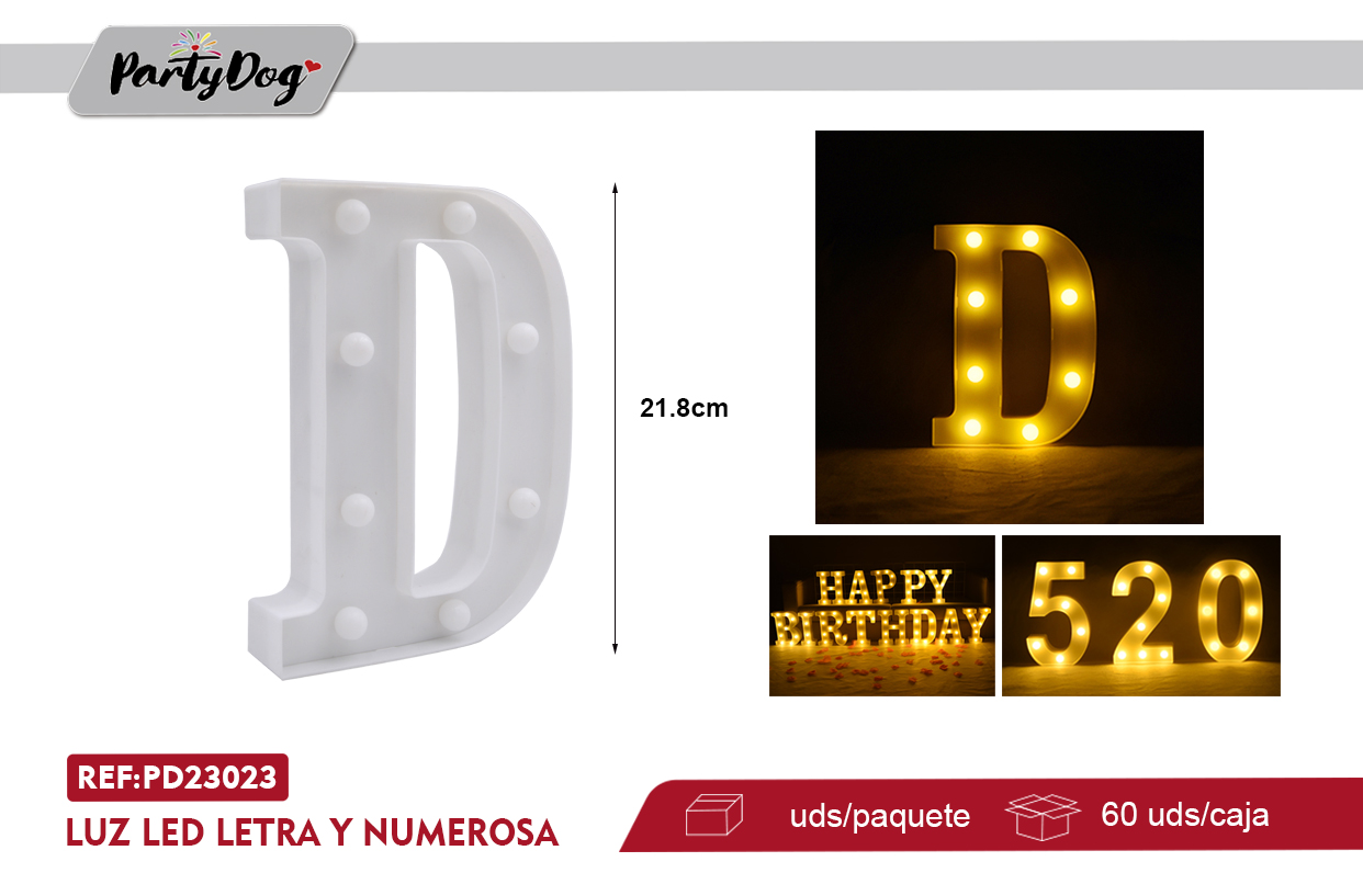 LUZ LED LETRA D – Mayorista Cotillón Party Fiesta Papeleria Mascota