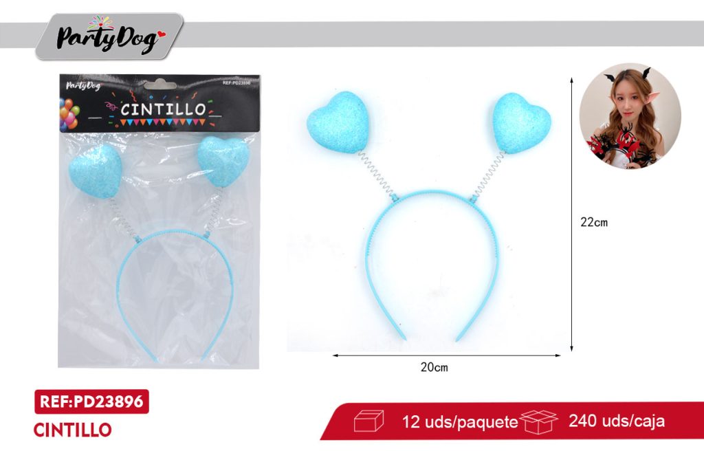 CINTILLO CORAZON GLITTER AZUL – Mayorista Cotillón Party Fiesta ...